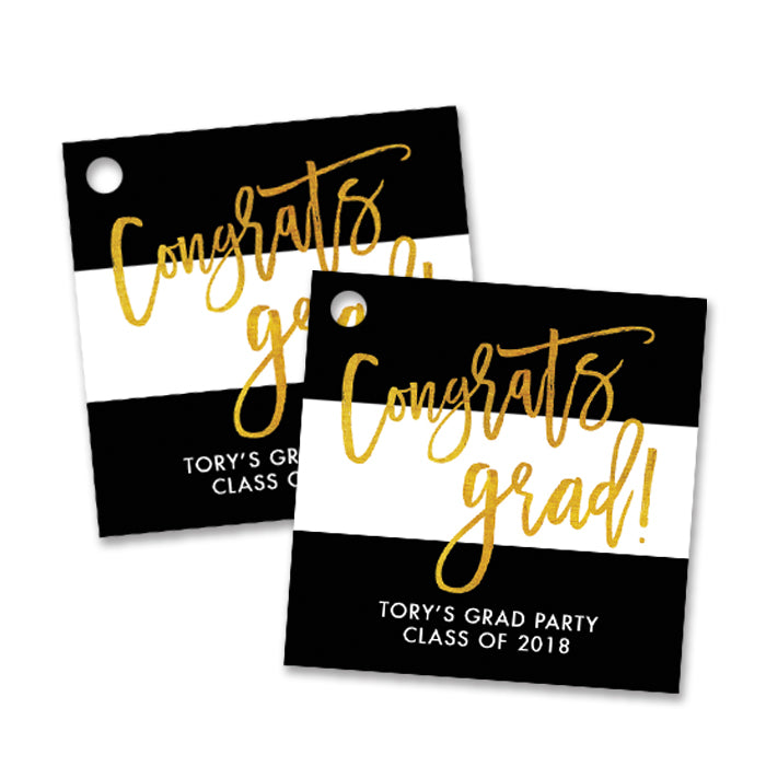 Black White + Gold Graduation Party Favor Tags – Digibuddha