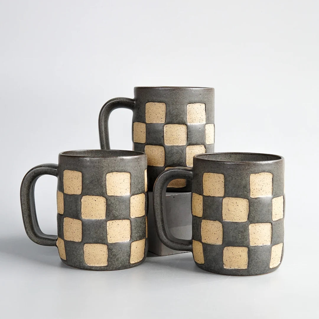 Checkerboard Stoneware Mug Ceramic Handmade Drinkware | DIGIBUDDHA ...