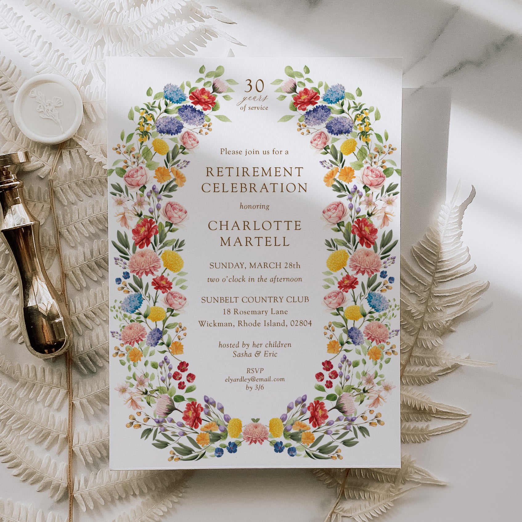 Flowers Surprise Retirement Invitation with Photo | Digibuddha