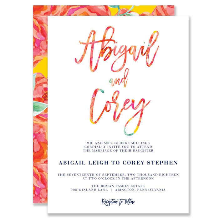 Bright Floral Wedding Invitation | Bold Preppy + Modern – Digibuddha