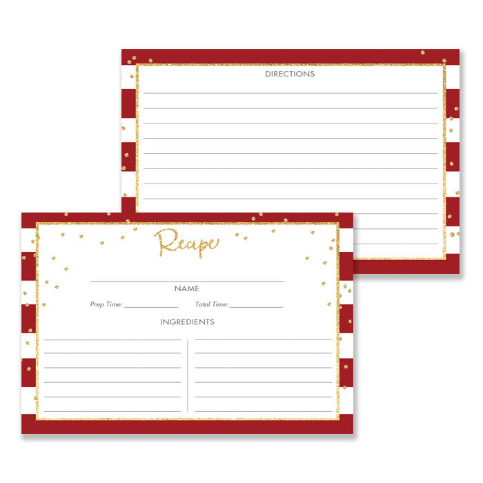 Red Stripe + Gold Glitter Sprinkle Recipe Cards Gift Set – Digibuddha