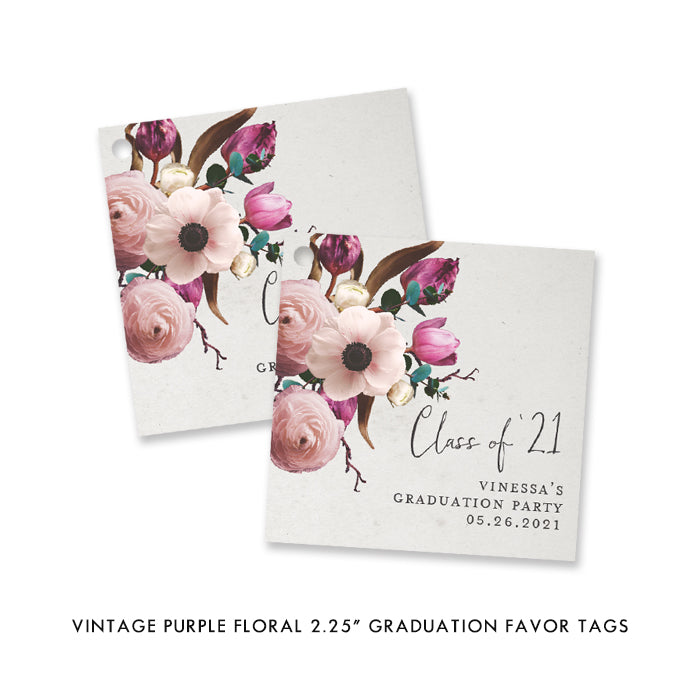 Vintage Purple Floral Graduation Favor Tags Coll. 17 – Digibuddha