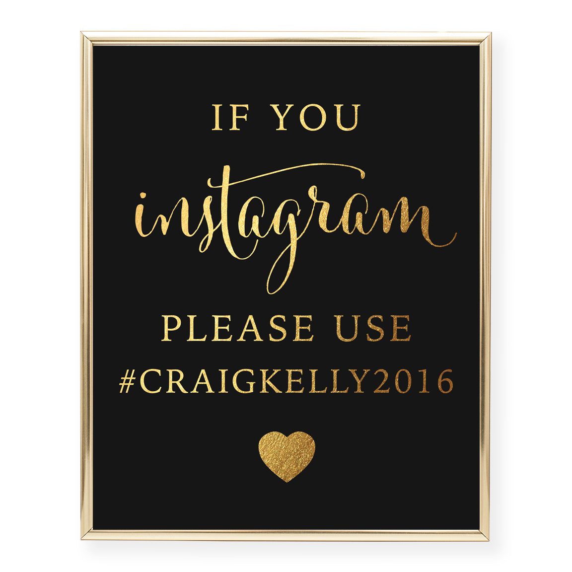 Custom Instagram Sign | Personalized Social Media Hashtag Gold Foil Art ...