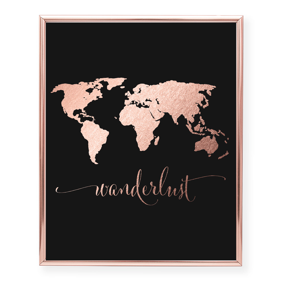 Wanderlust World Map Foil Art Print Poster Real Foil Pressed Decor ...