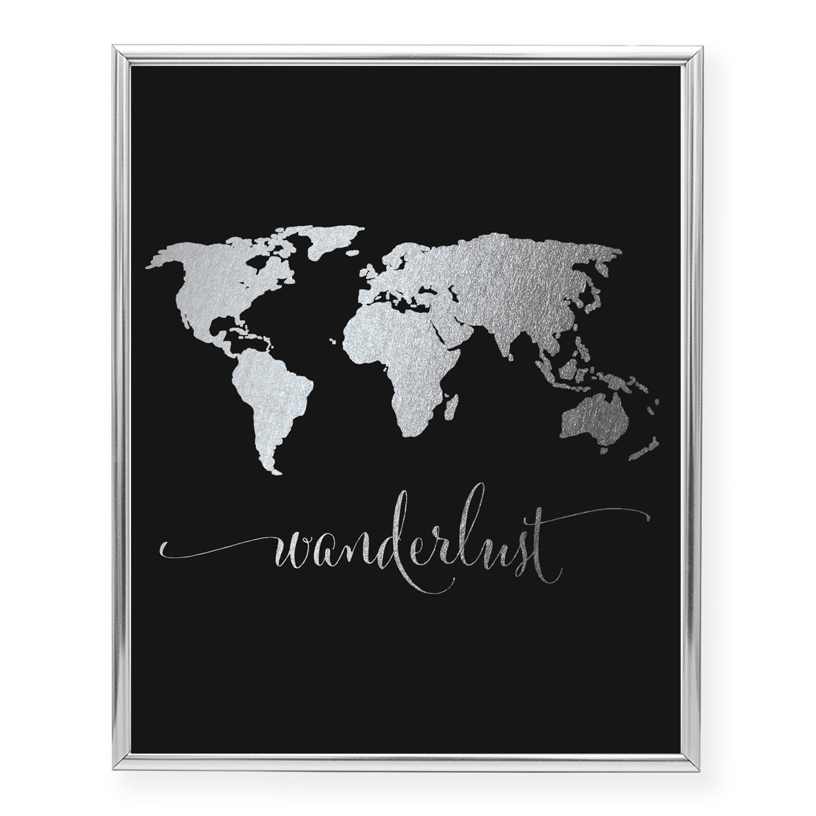 Wanderlust World Map Foil Art Print Poster Real Foil Pressed Decor ...