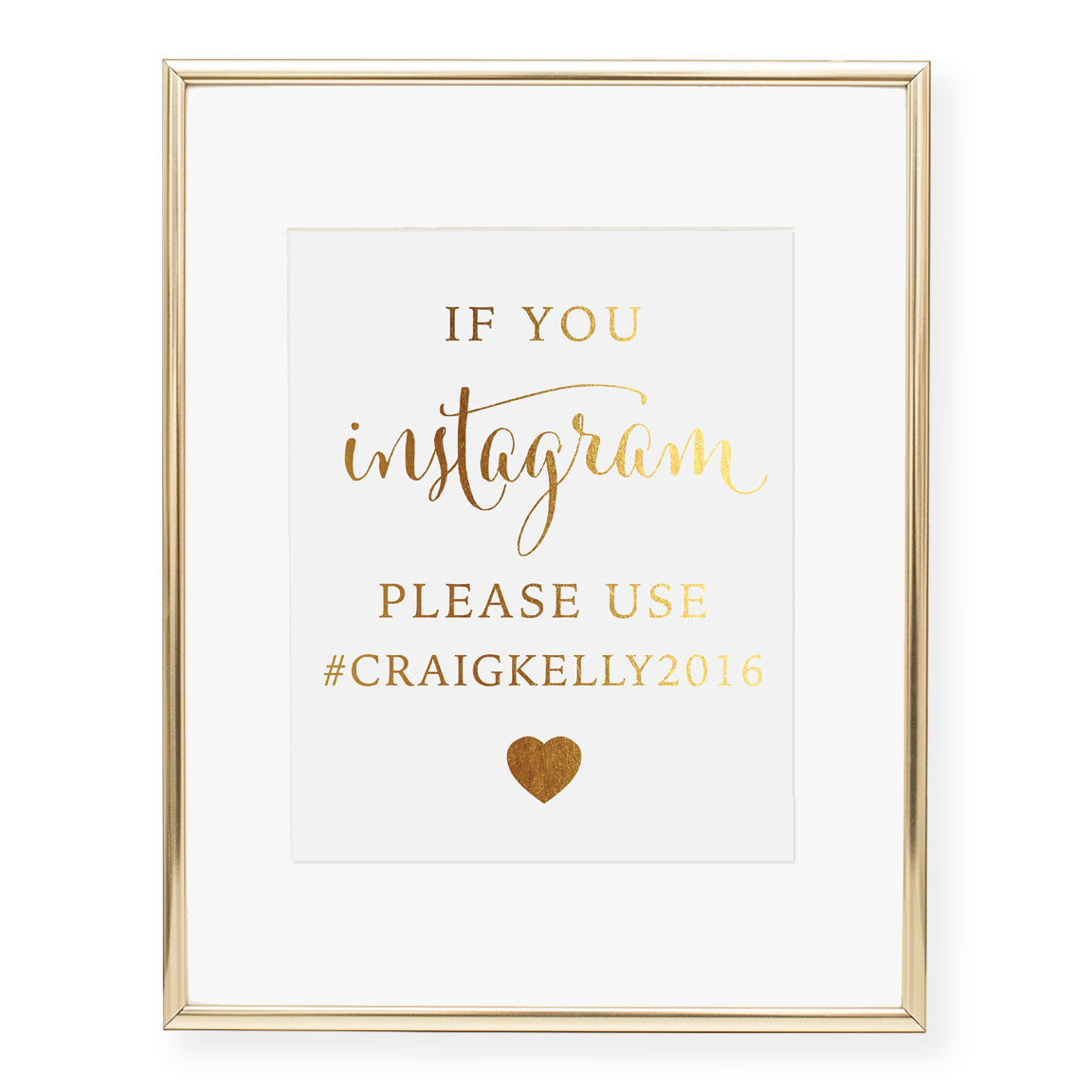 Custom Instagram Sign | Personalized Social Media Hashtag Gold Foil Art ...