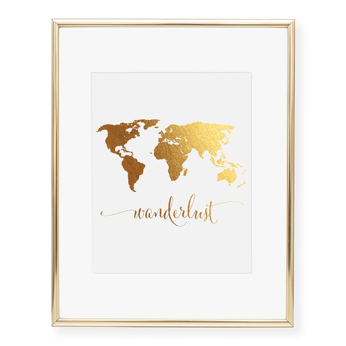 Wanderlust World Map Foil Art Print Poster Real Foil Pressed Decor ...