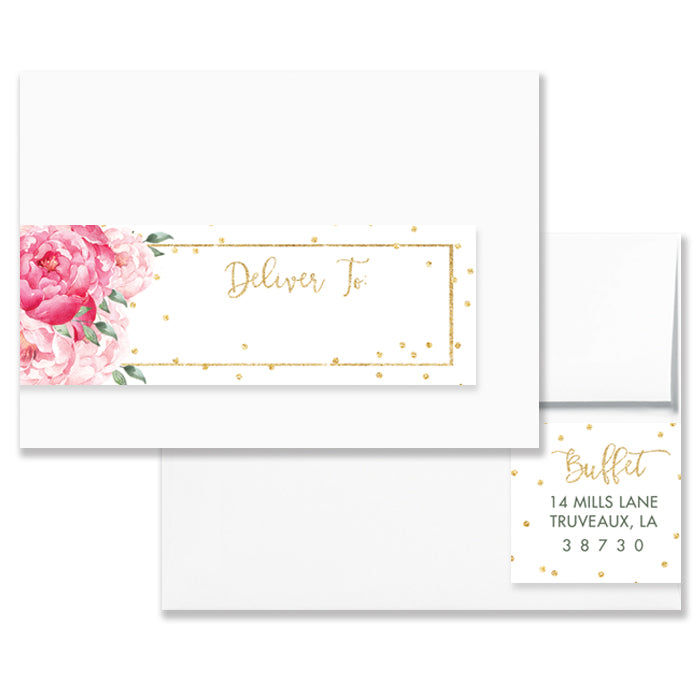 Pink Blooms + Gold Envelope Wrap Address Labels – Digibuddha