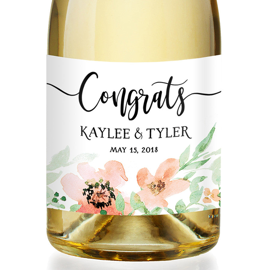 "Kaylee" Floral Watercolor Engagement Champagne Labels – Digibuddha
