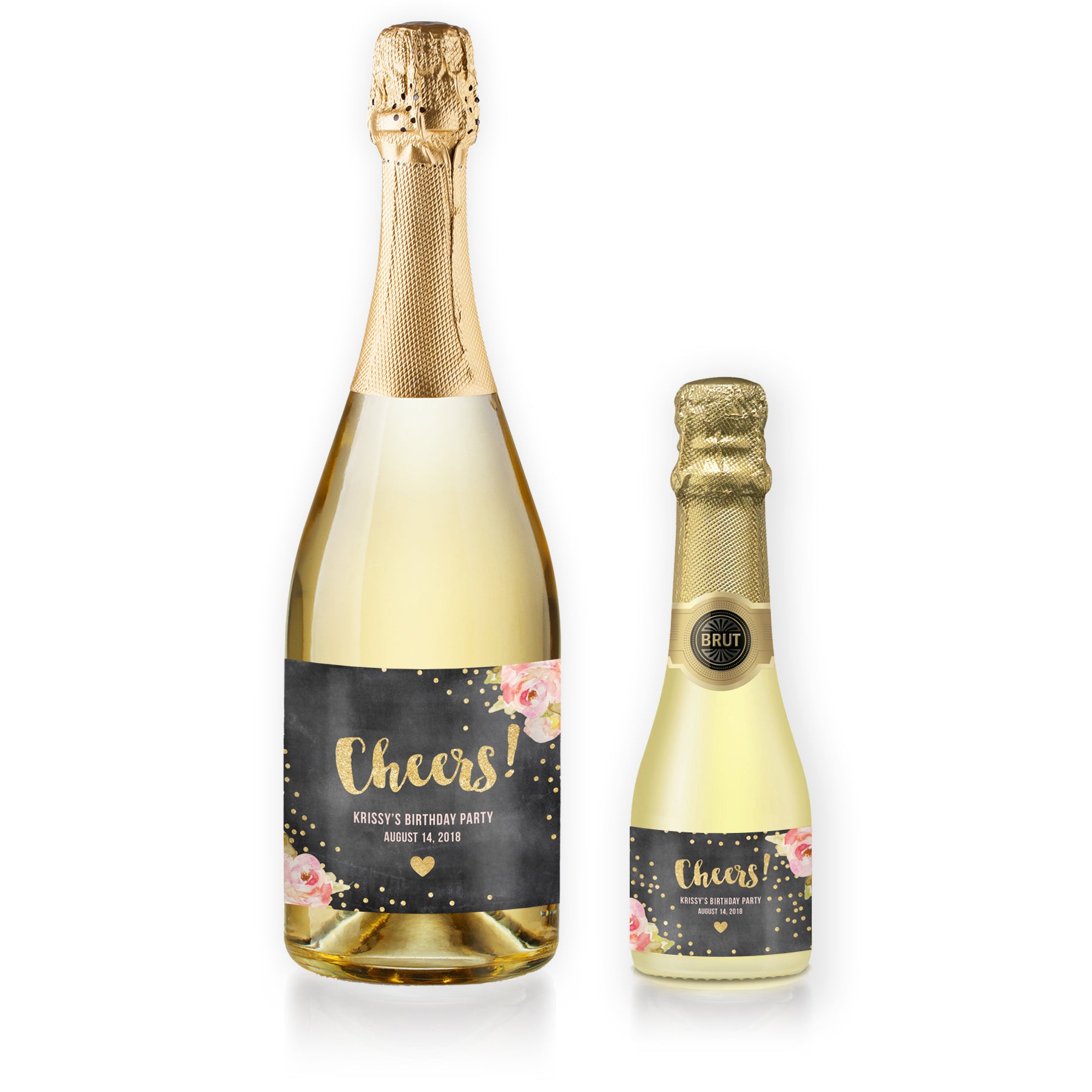 "Krissy" Chalkboard Birthday Party Champagne Labels – Digibuddha