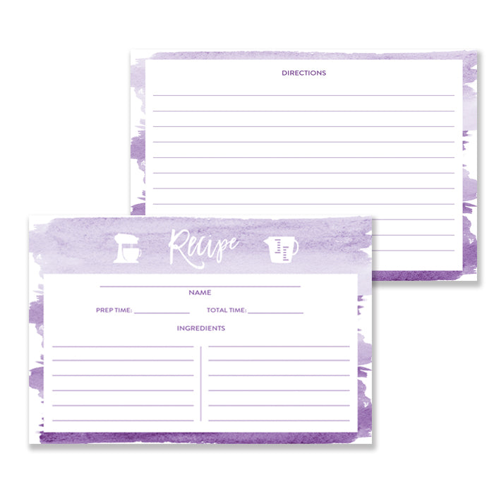 Purple Watercolor Recipe Cards Set of 25 | Tory – Digibuddha