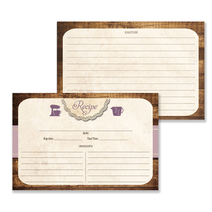 Rustic Wood Recipe Cards Set of 25 | Tracey Purple – Digibuddha
