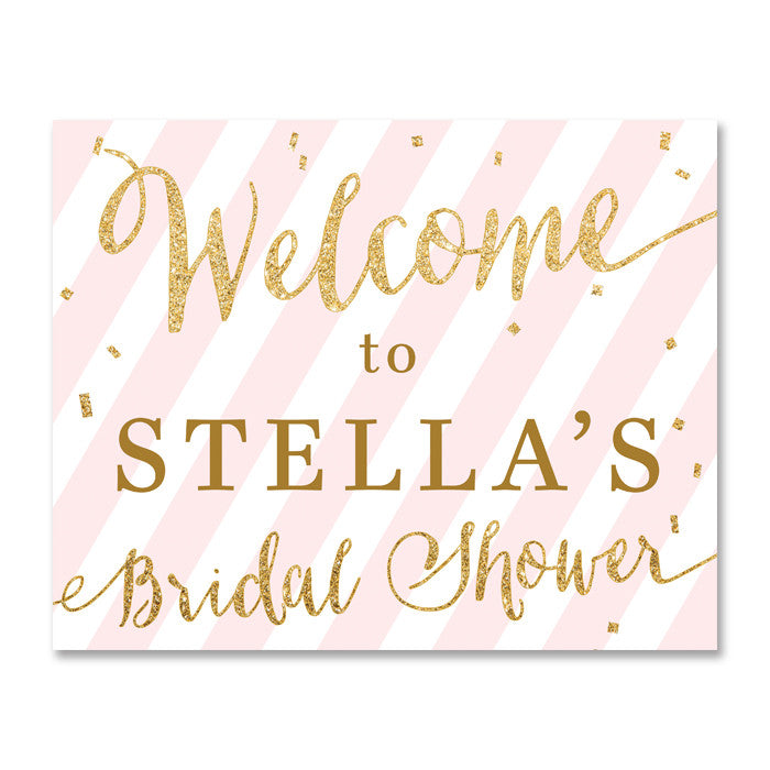 "Stella" Pink + Gold Glitter Bridal Shower Welcome Sign – Digibuddha
